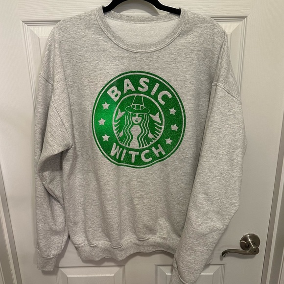 Gildan | Tops | Gildan Xl Grey Starbucks Basic Witch Sweatshirt | Poshmark